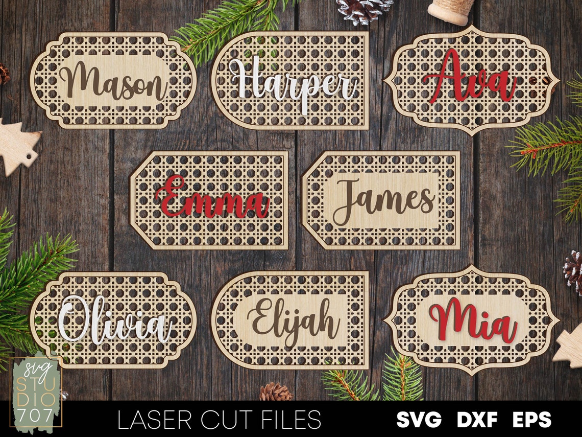Rattan Stocking Name Tags Svg Christmas Gift Name Tag Svg - Etsy