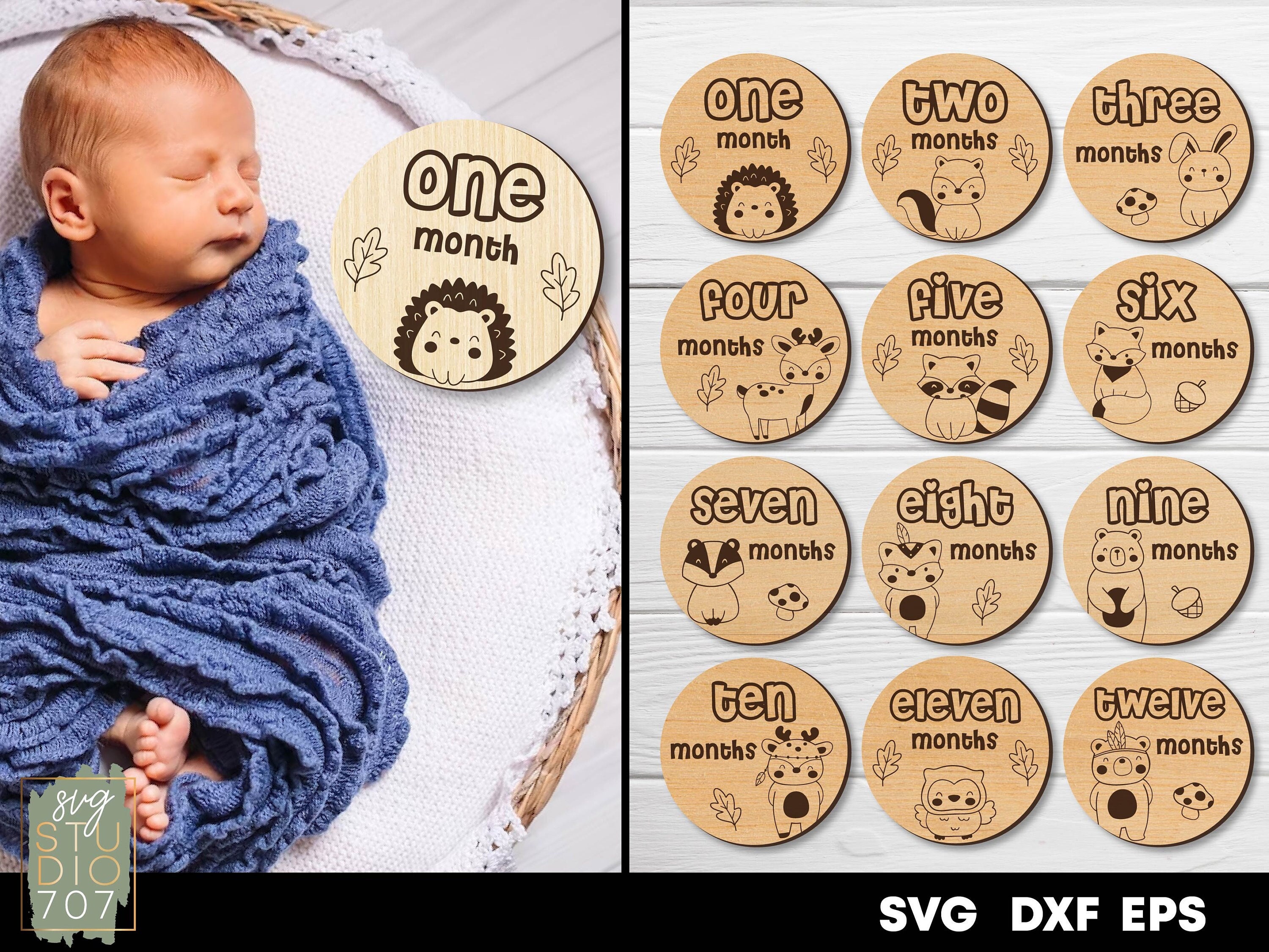 Baby Month Signs Svg Monthly Milestone Laser Cut Files Baby - Etsy