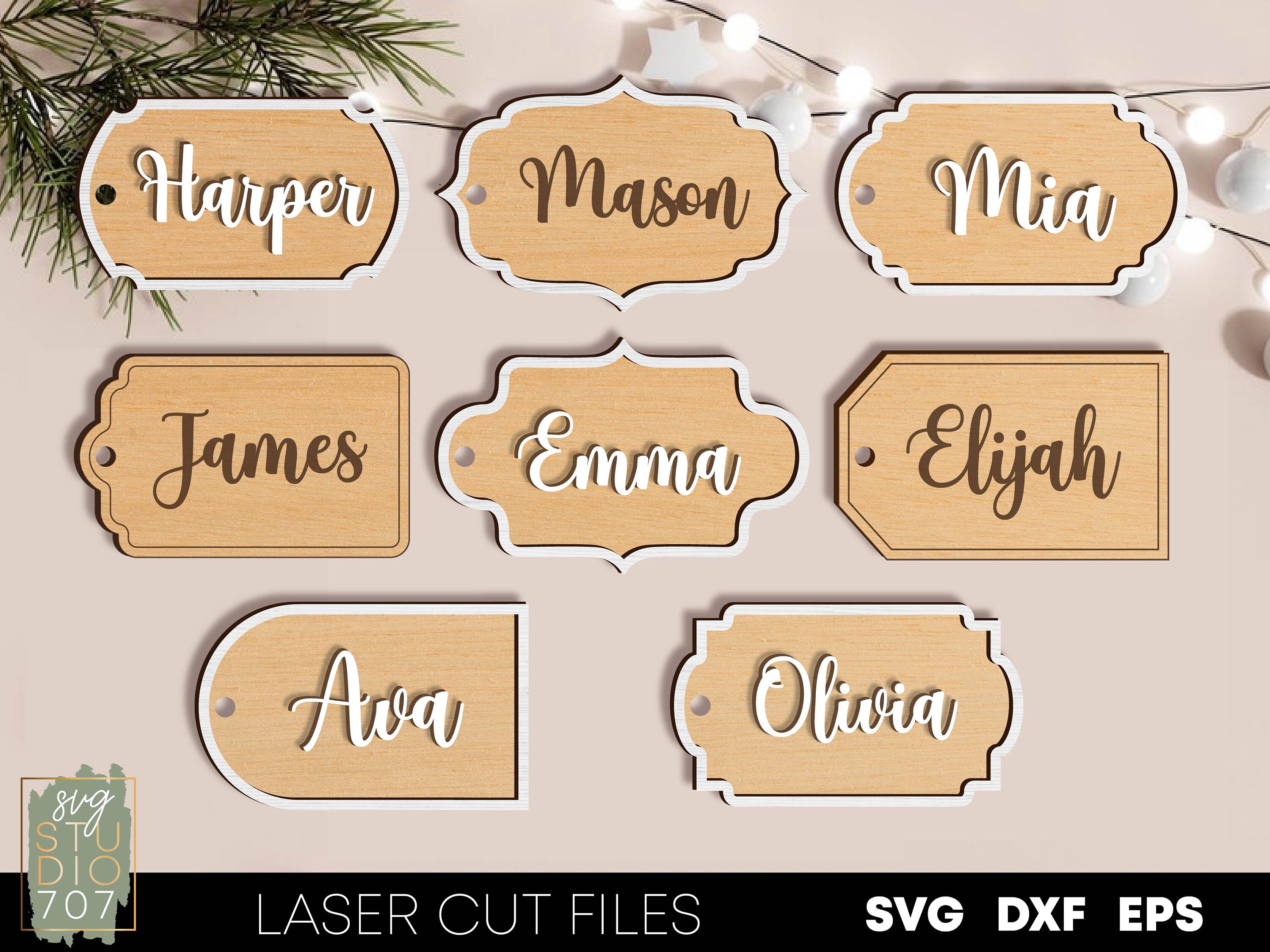 Stocking Name Tags Svg Bundle Christmas Gift Name Tag Svg - Etsy