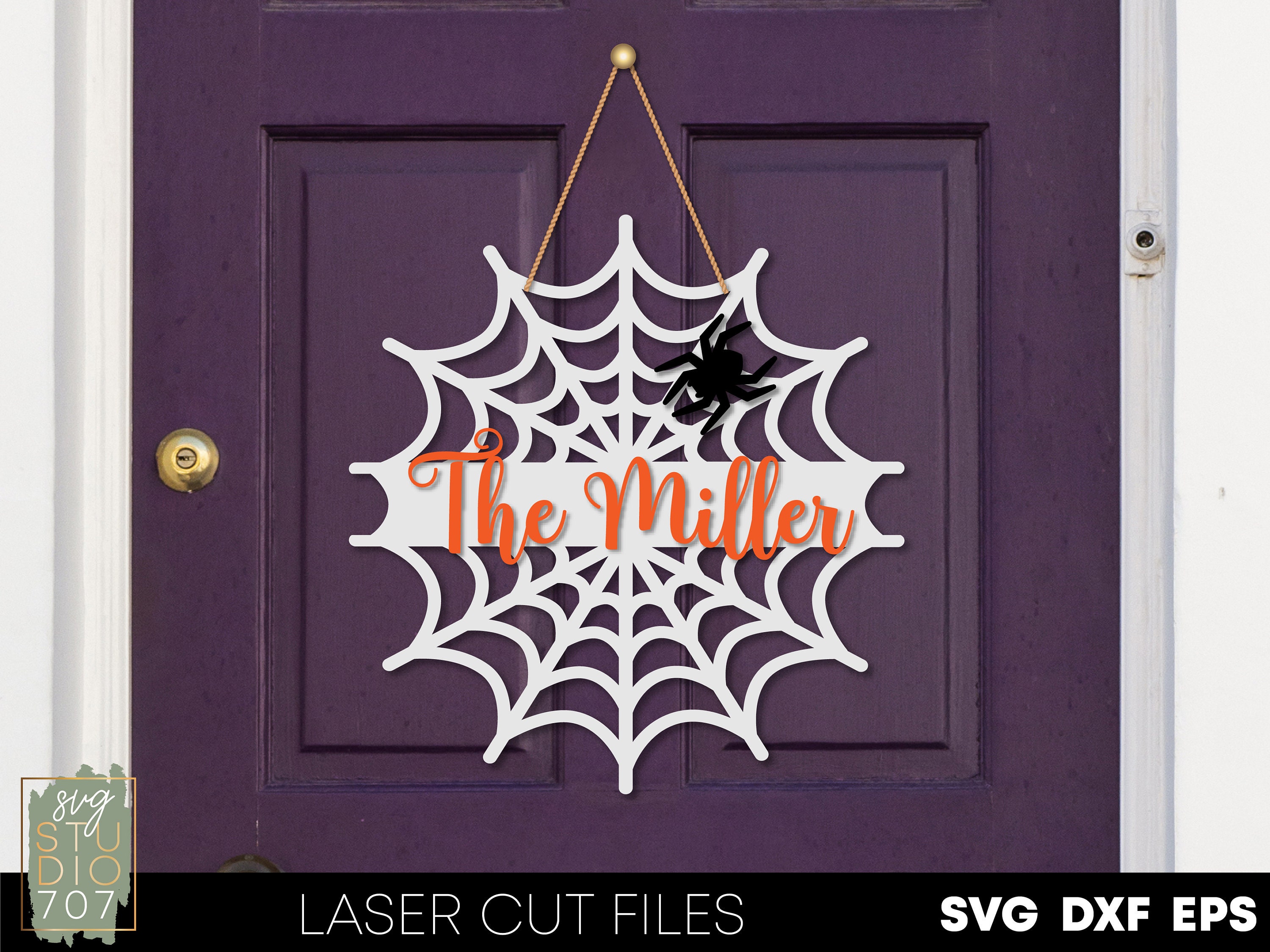Halloween Sign Svg Laser Cut Files Spider Web Door Hanger Svg - Etsy ...