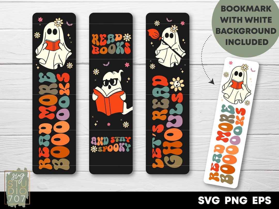 Printable Bookmarks Svg Png Set Halloween Bookmark Template Ghost ...
