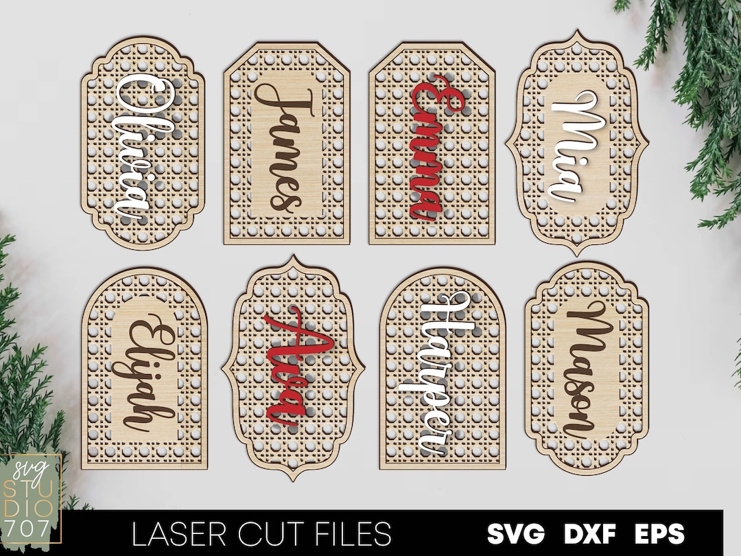 Rattan Stocking Name Tags Svg Christmas Gift Name Tag Svg Personalized ...