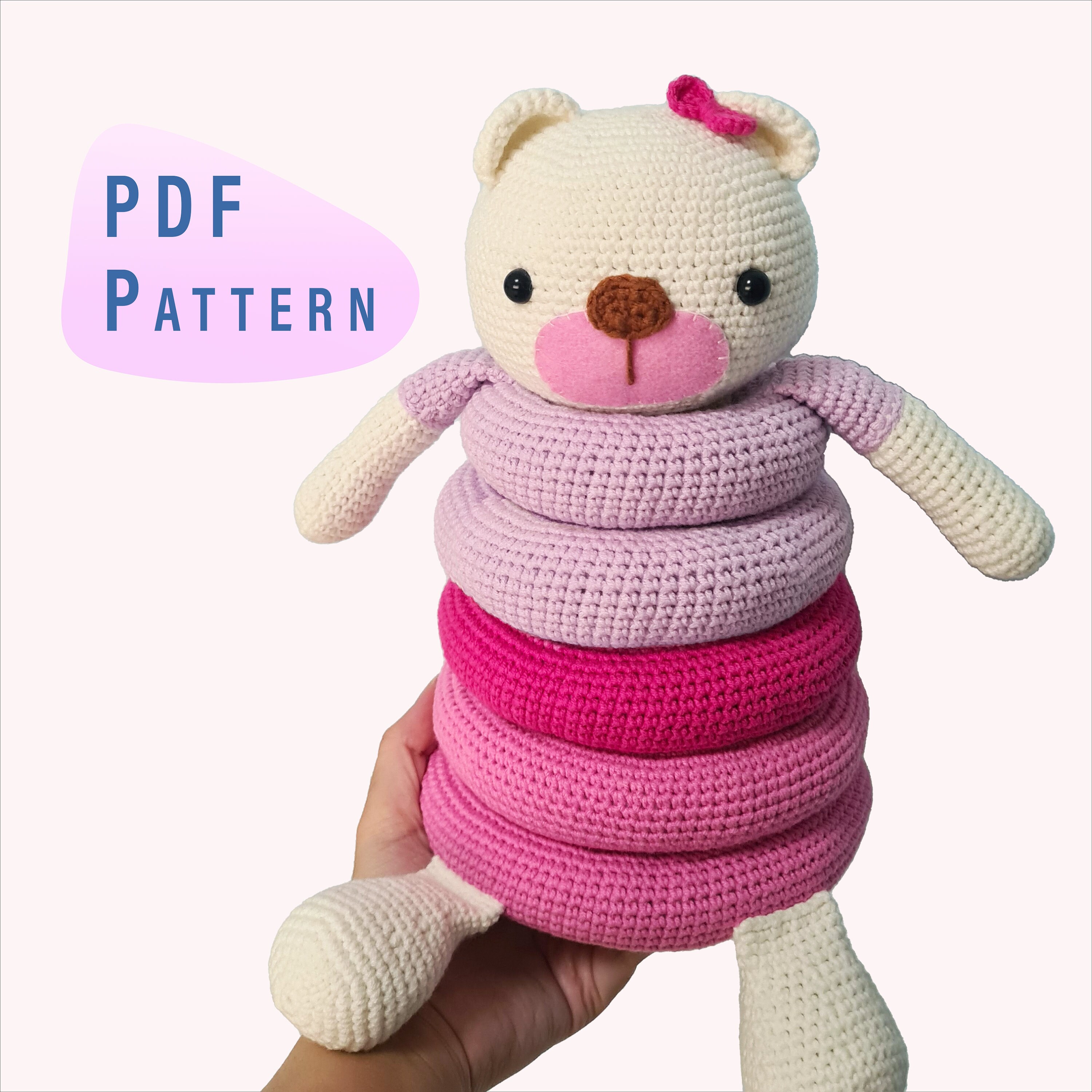 Teddy Stacking Ring Toy | Crochet Pattern - Etsy
