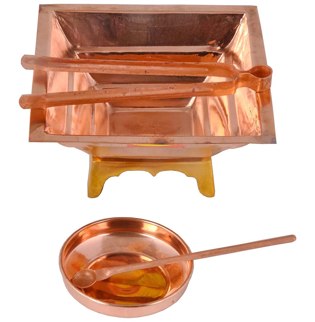 Pure Copper Hawan Kund Set Agnihotra Kit Havan Set Chimtha - Etsy