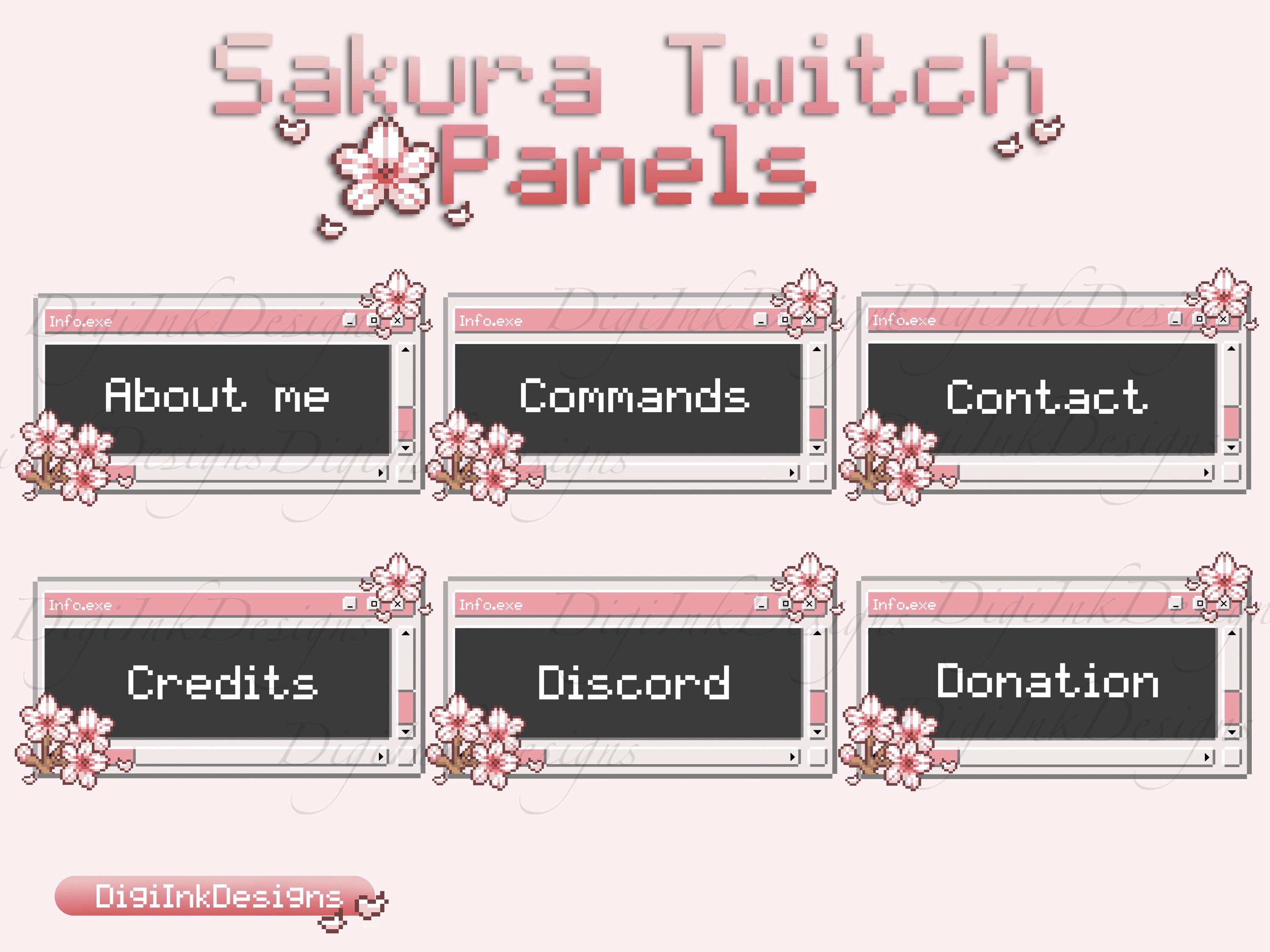 28 Pixel Sakura Panels | Twitch Panels | Pixel Art | Stream Panels ...