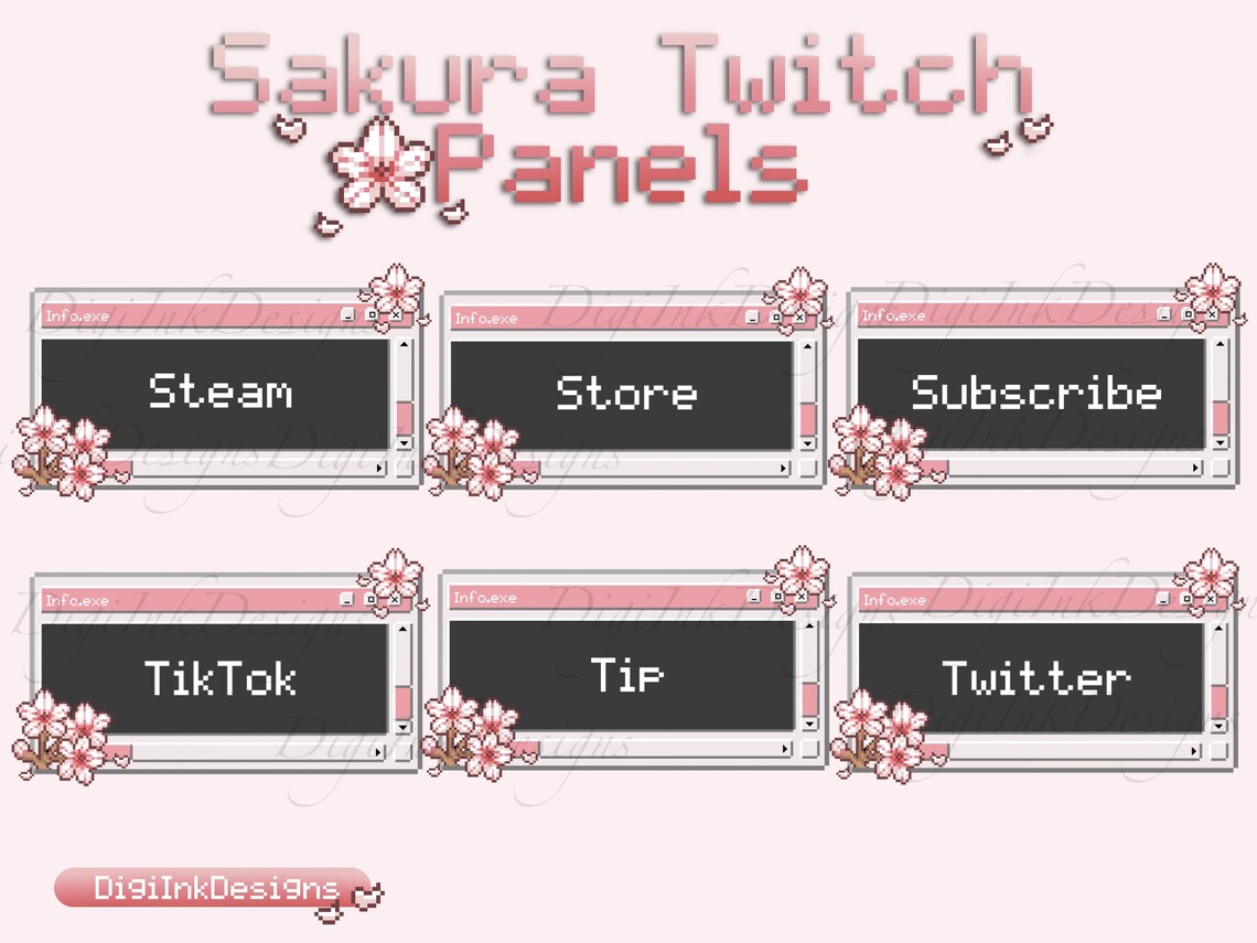 28 Pixel Sakura Panels | Twitch Panels | Pixel Art | Stream Panels ...