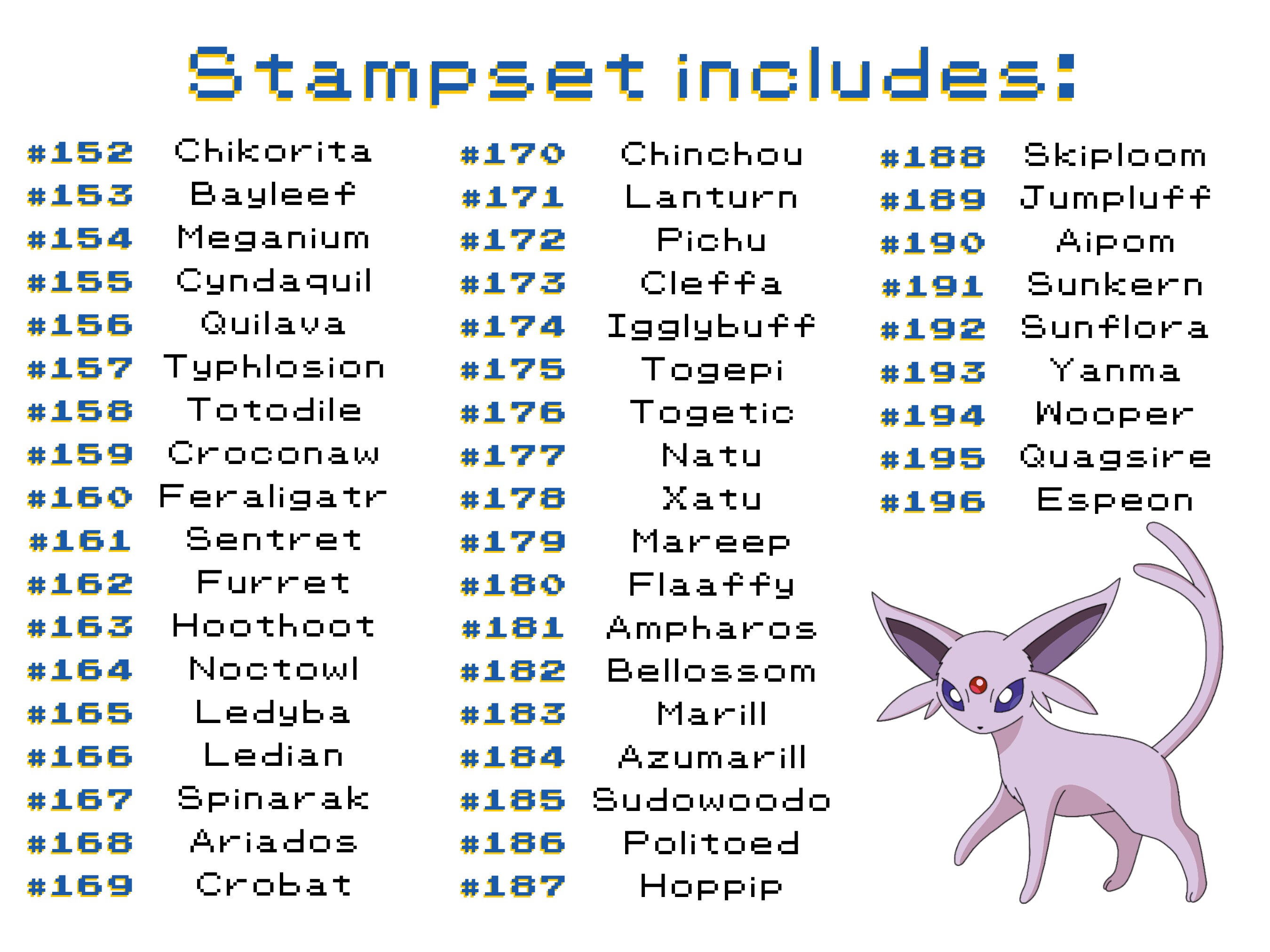 100 Generation 2 Pokémon Procreate Stamps Stamp Set Pokémon Stamps ...