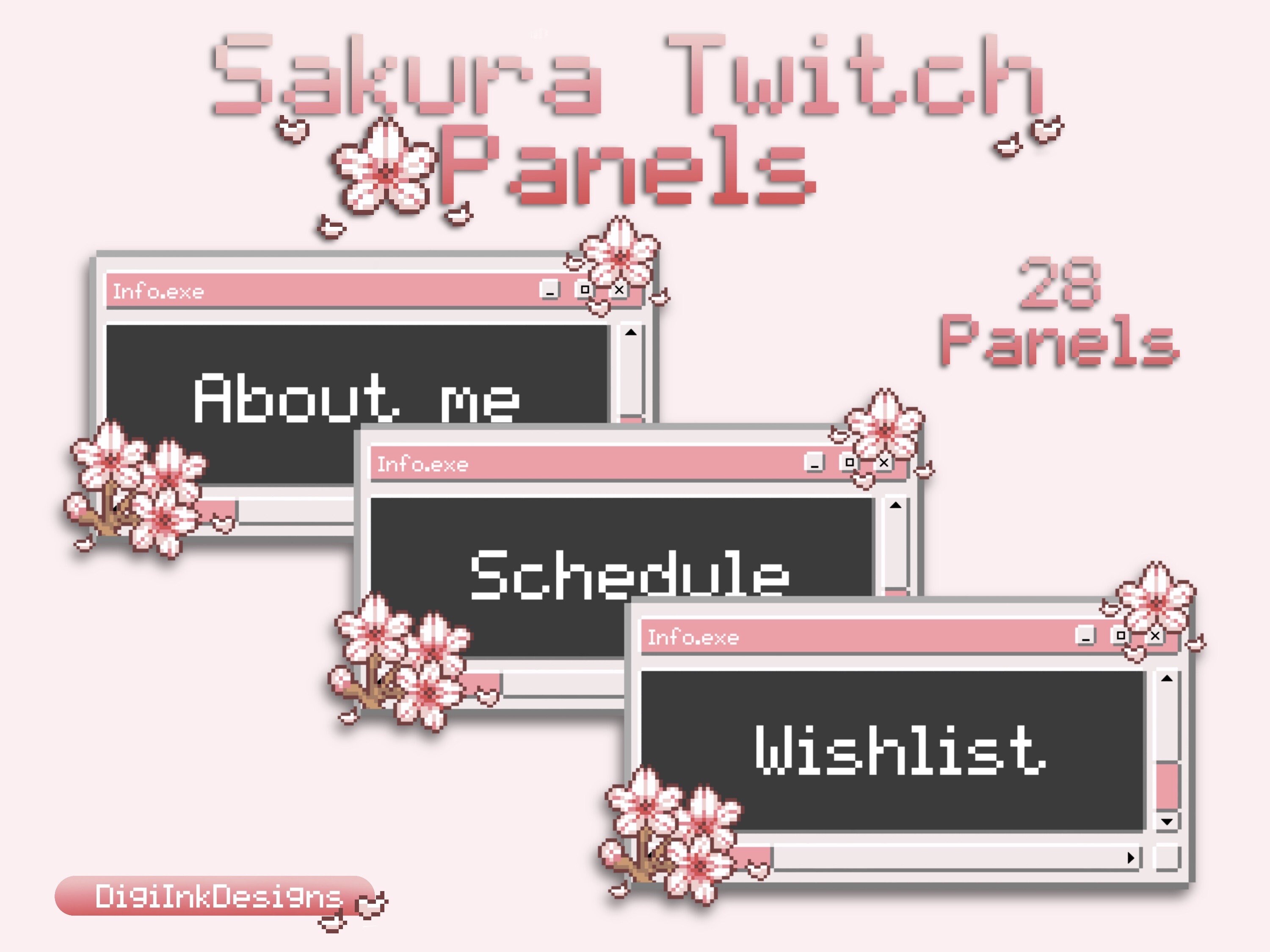 28 Pixel Sakura Panels | Twitch Panels | Pixel Art | Stream Panels ...