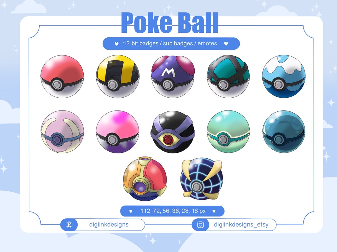Poke Ball Twitch Badges Poke Ball Badges Bit Badges Sub Badges Emotes ...