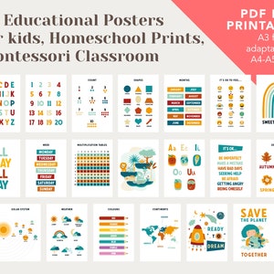 Educational Poster Set of 20 Printable Posters for Children's ...