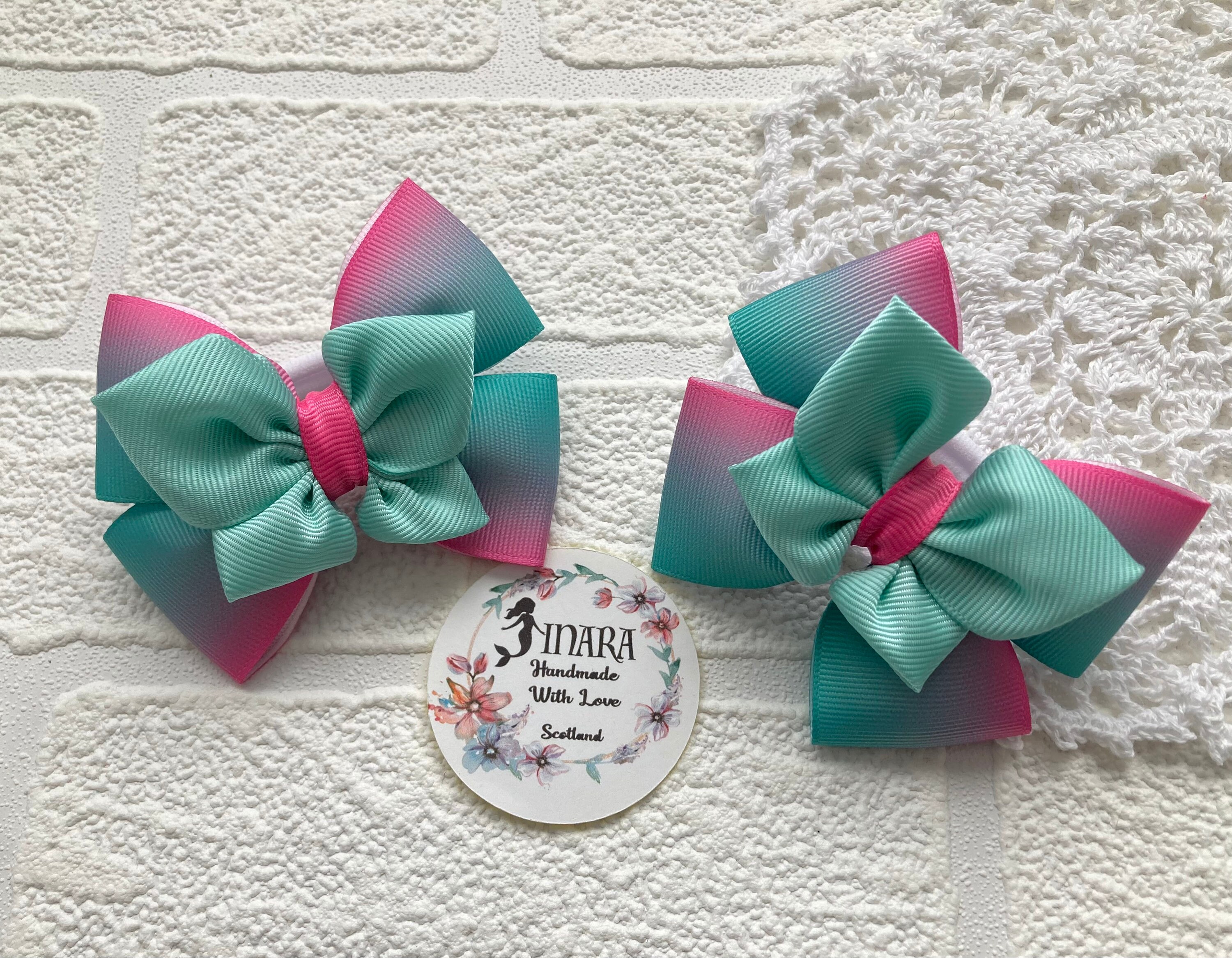 Set of 2 Hair Bow Bobbles 3.5 Inch Grosgrain Ribbon Bow Hair ...