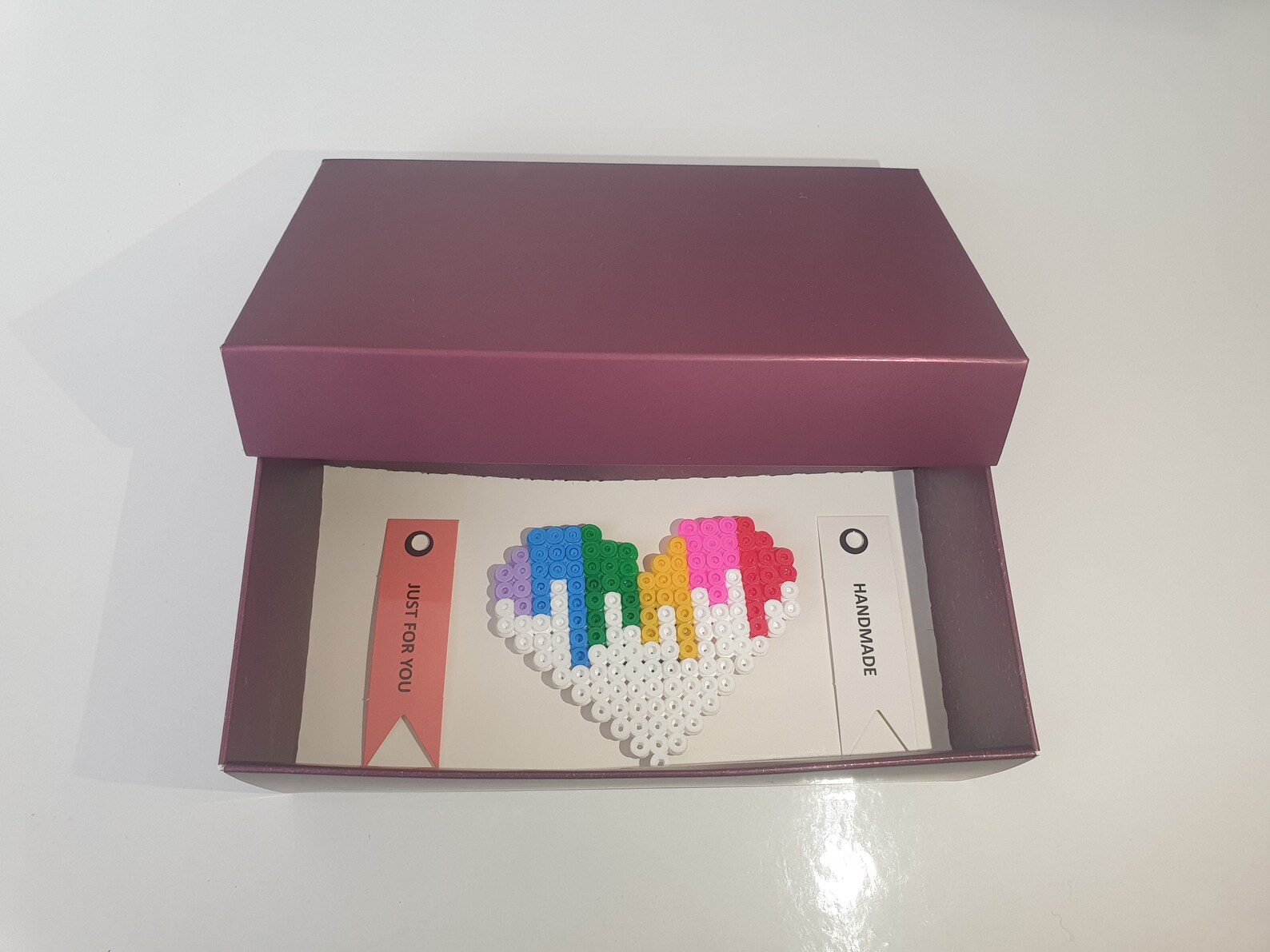 Hama Bead Magnet With a Gift Heart, Set of Four Colored Magnets - Etsy