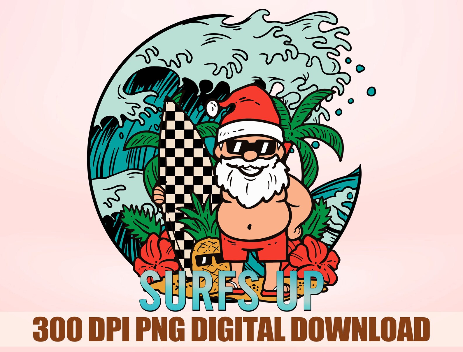 Surfs up Santa PNG Christmas Santa Png Beach Png Christmas - Etsy