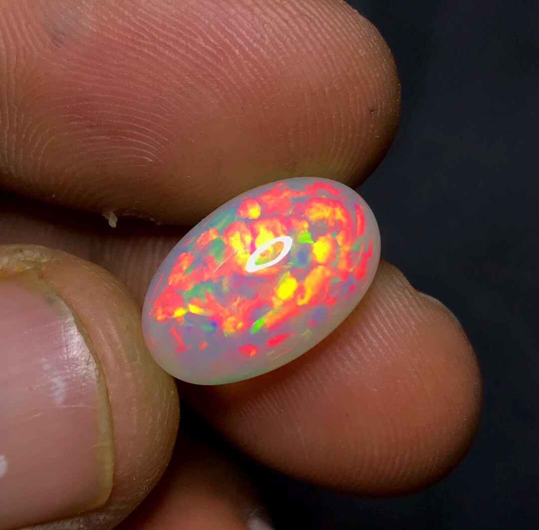 16X10.5 MM 6.70 Ct Natural Fire Honeycomb Ethiopian Opal Cabochon Welo ...
