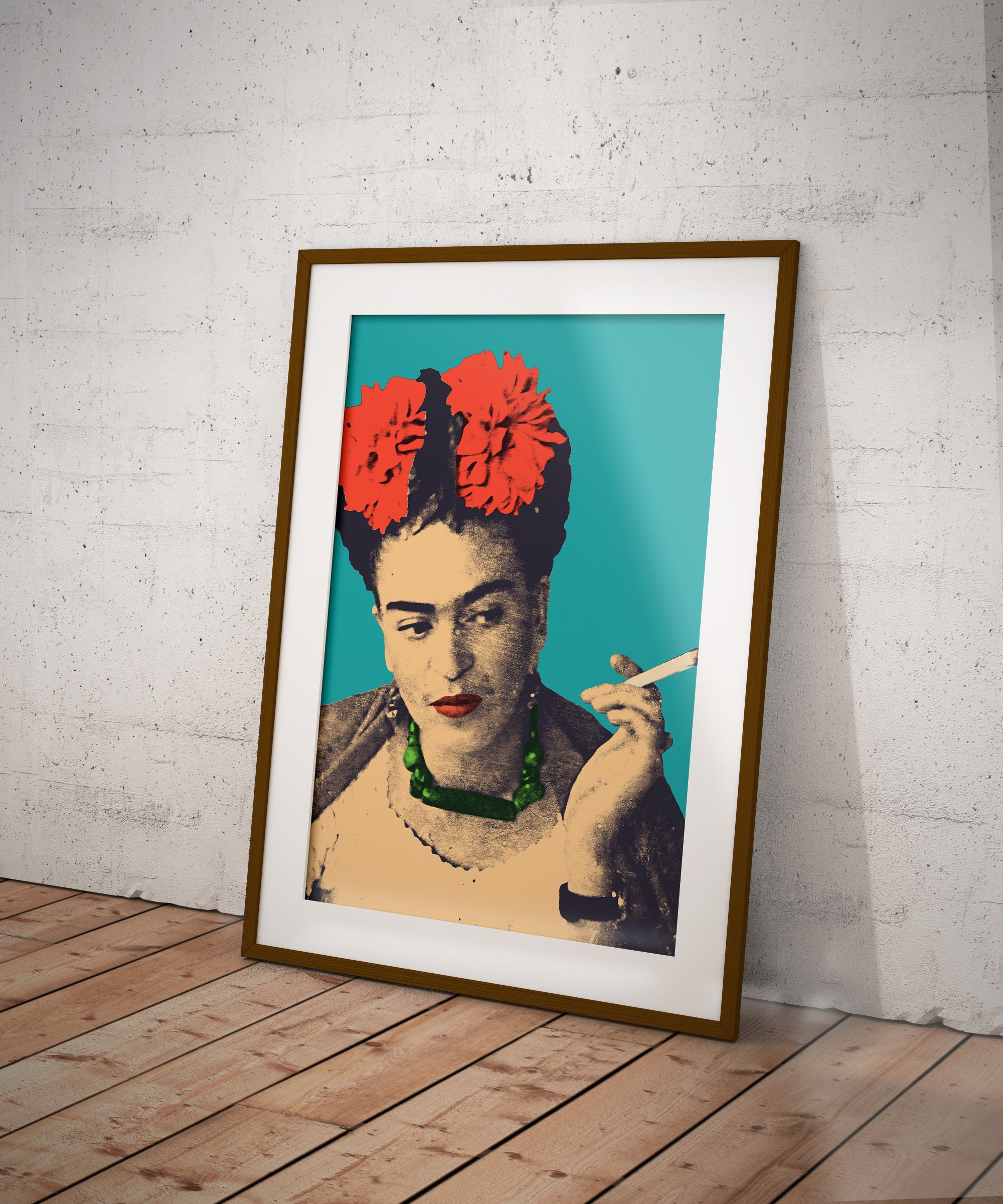 Frida Kahlo Smoking Cigarette Pop Art Print, Retro Vintage Pop Art ...