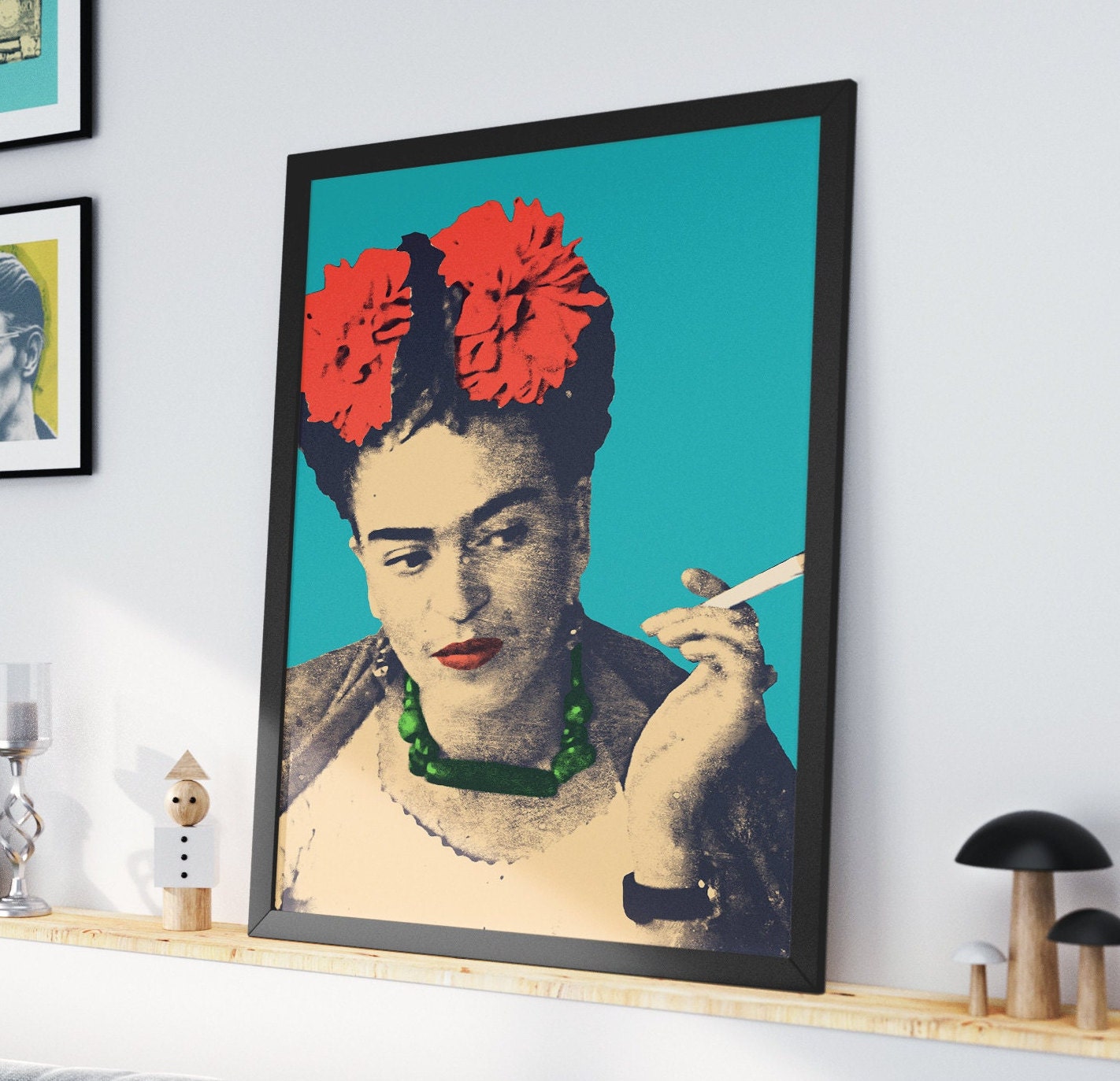 Frida Kahlo Smoking Cigarette Pop Art Print, Retro Vintage Pop Art ...