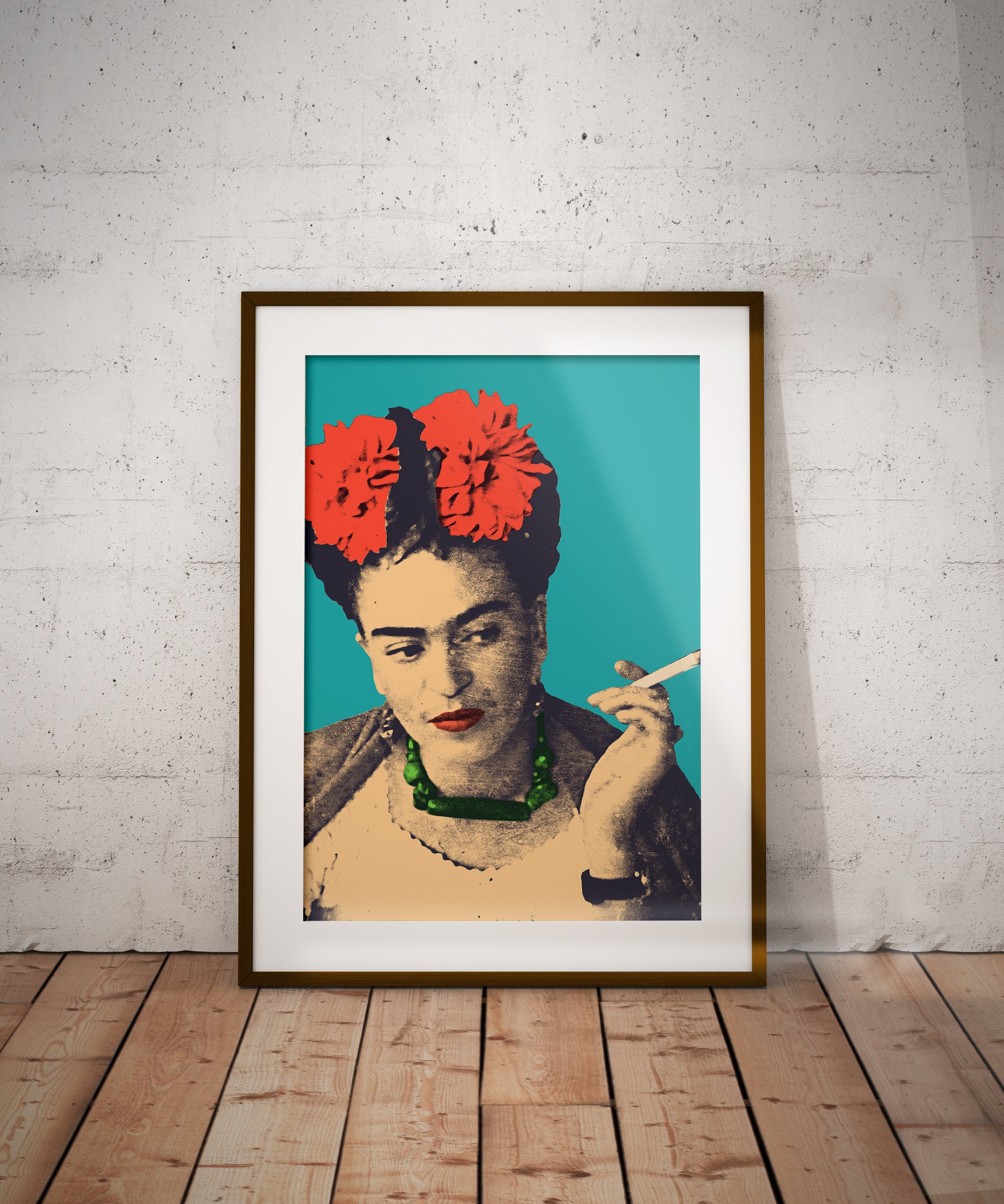 Frida Kahlo Smoking Cigarette Pop Art Print, Retro Vintage Pop Art ...