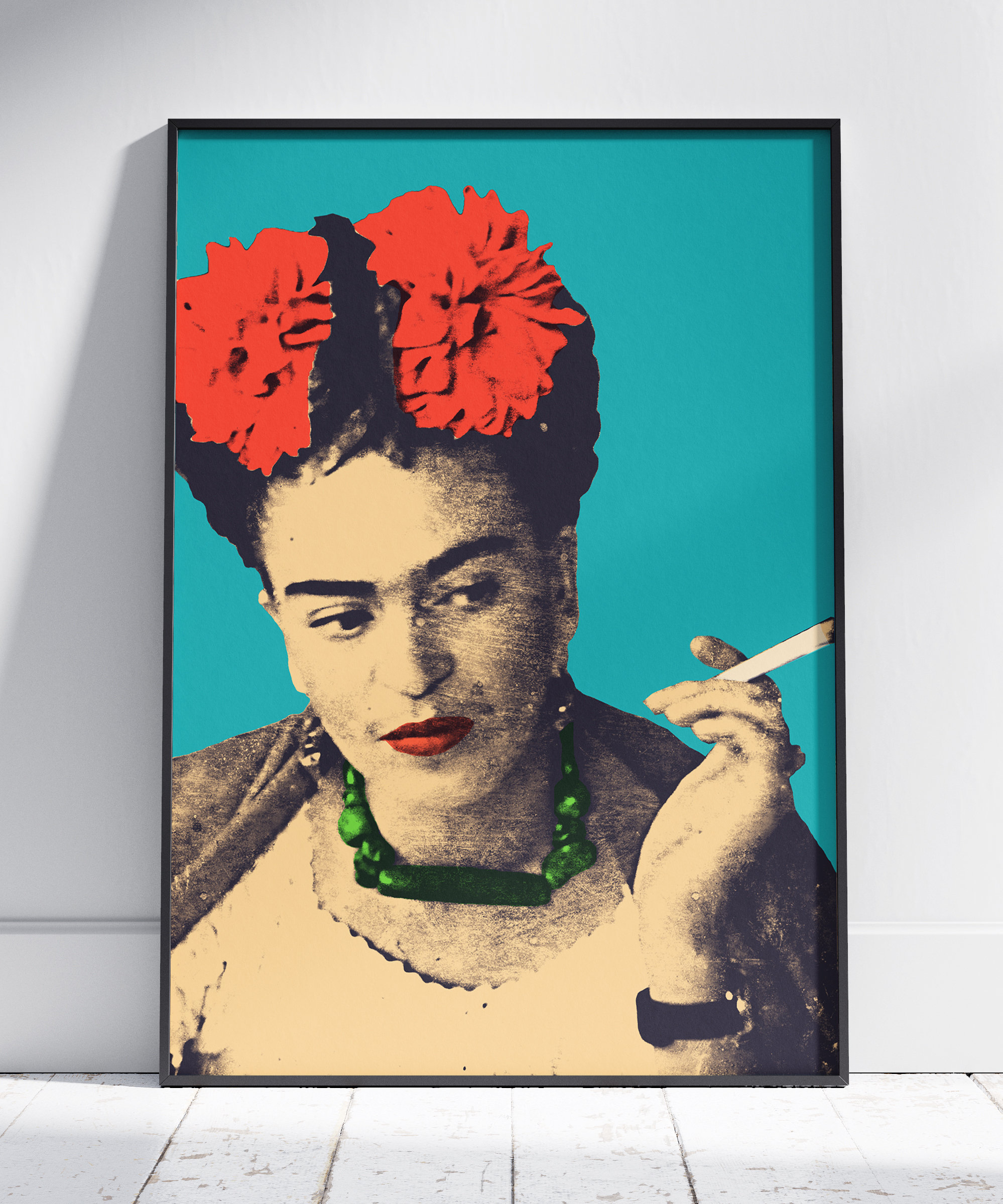 Frida Kahlo Smoking Cigarette Pop Art Print, Retro Vintage Pop Art ...