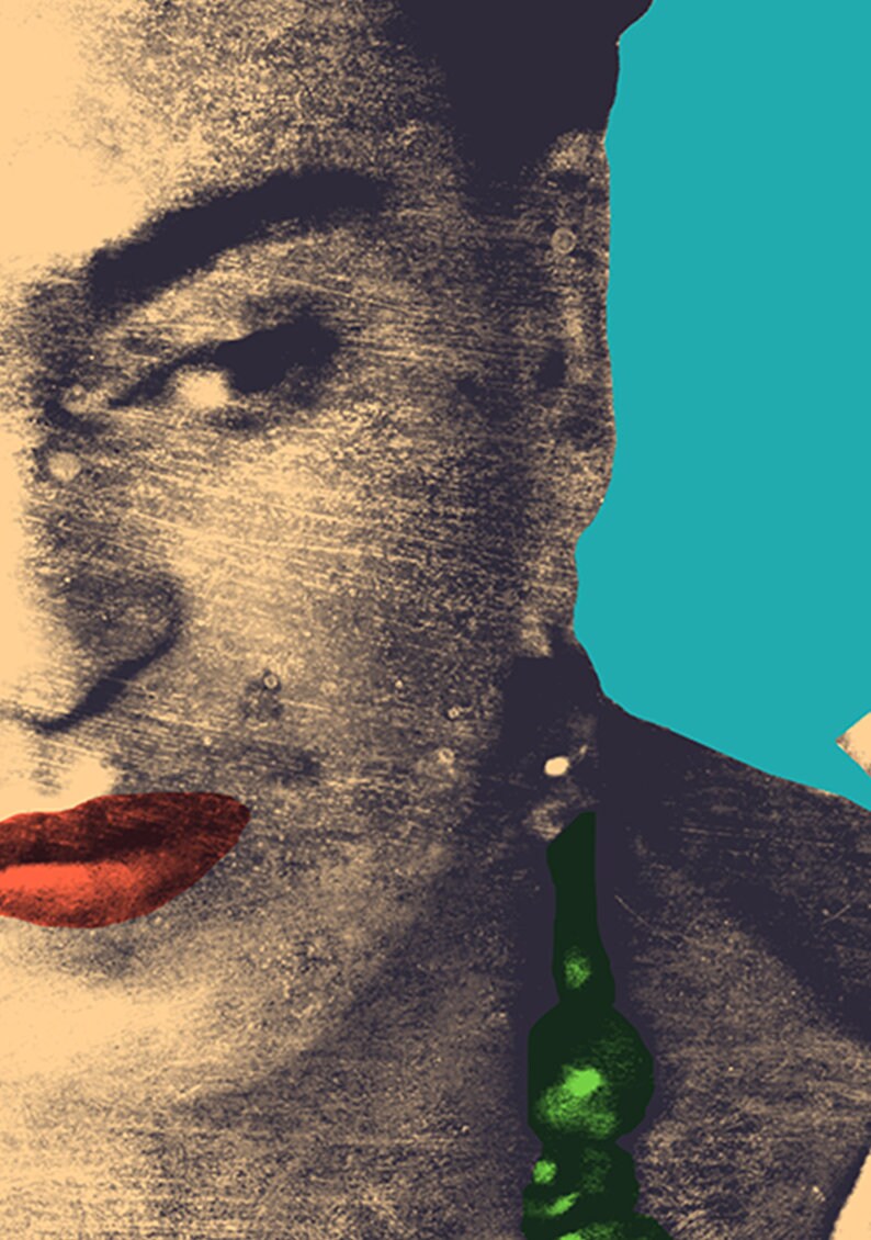 Frida Kahlo Smoking Cigarette Pop Art Print, Retro Vintage Pop Art ...