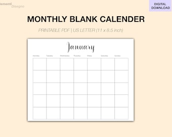 Colourful Blank Calendar Template, 11 X 8.5 Inches, Horizontal ...