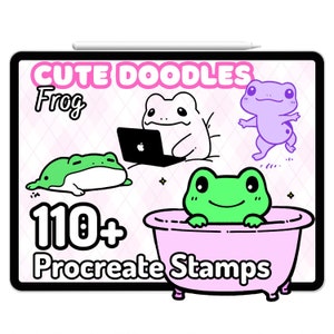 Kawaii Procreate Brushes Stamps Frog Froggie Cute Doodle Food Sticker ...