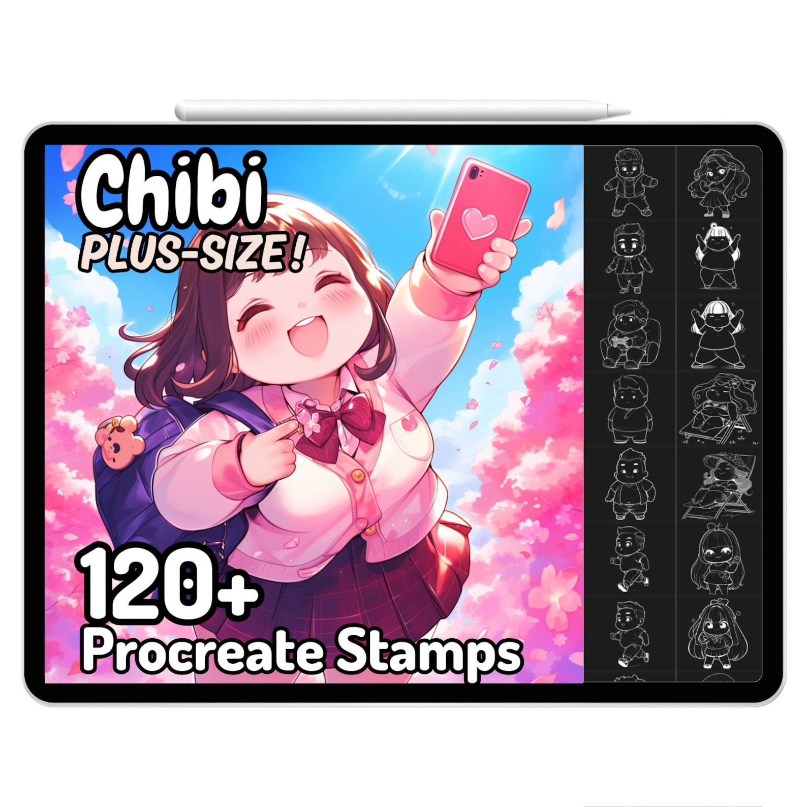 Procreate Chibi Plus Size Chubby Cute Girl Boy Couple Drawing Guide ...