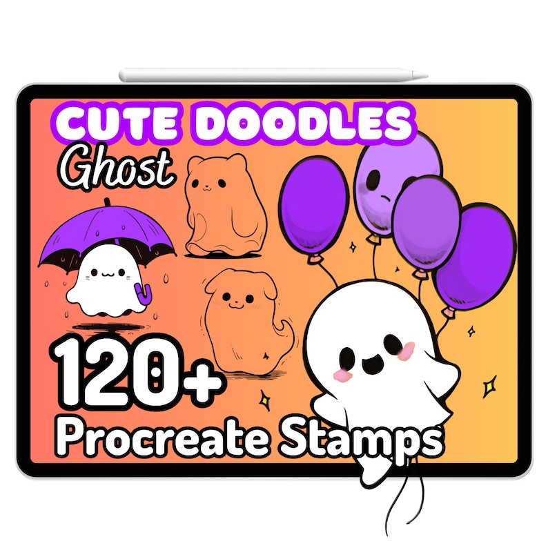 Kawaii Procreate Brushes Stamps Ghost Spooky Cute Halloween Cute Doodle ...
