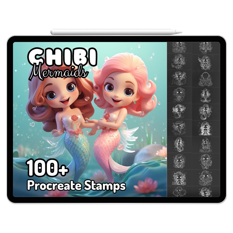 Procreate Chibi Mermaid Merman Mermaids Kawaii Magical Drawing - Etsy