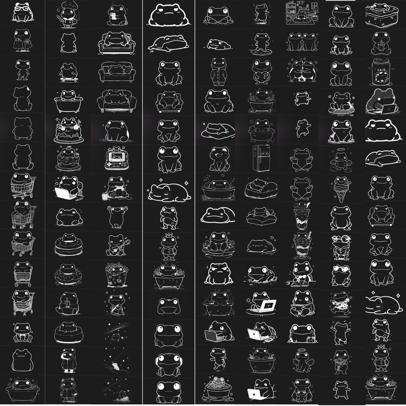 Kawaii Procreate Brushes Stamps Frog Froggie Cute Doodle Food Sticker ...