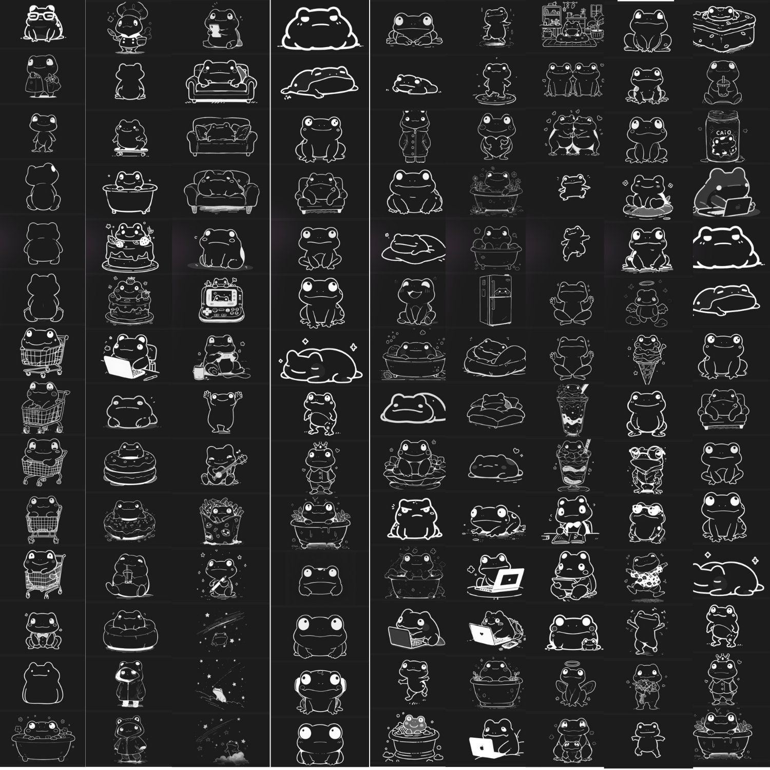 Kawaii Procreate Brushes Stamps Frog Froggie Cute Doodle Food Sticker ...