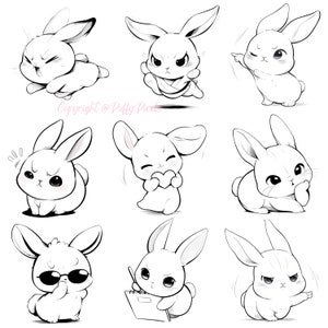 Procreate Bunny Emote Base Twitch Rabbit Discord Badges Cute Doodle Emoji Kawaii Chibi Character ...
