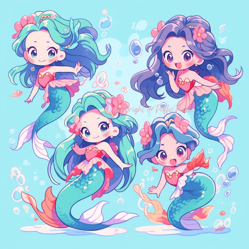 Procreate Chibi Mermaid Merman Mermaids Kawaii Magical Drawing Guide ...