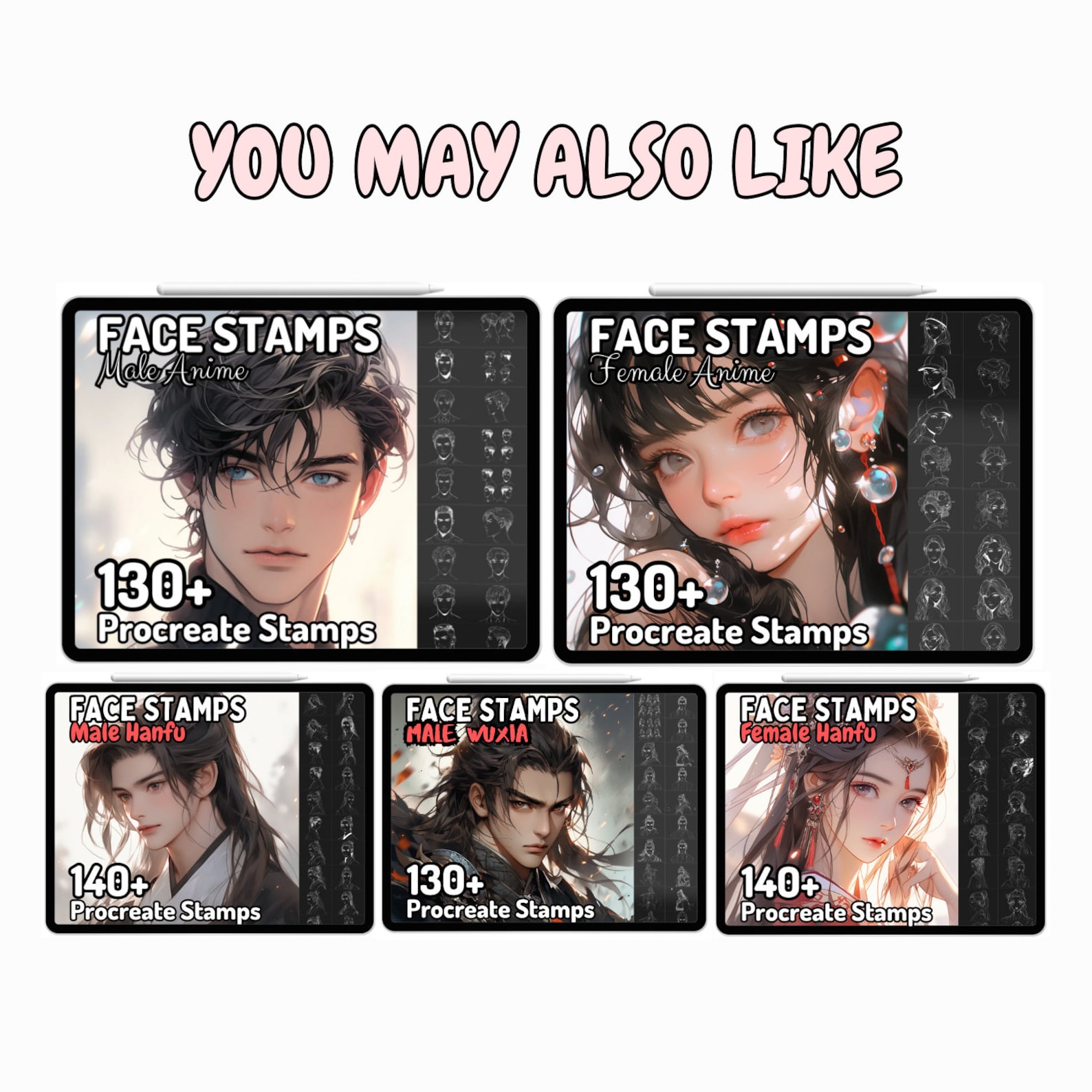 Procreate Anime Face Base Girl Woman Female Head Brushes Stamps ...