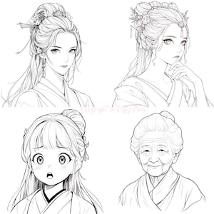 Procreate Anime Face Hanfu Ancient China Girl Woman Female Head Brushes ...