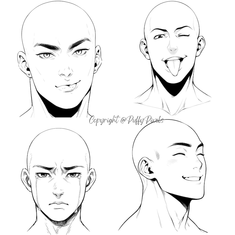 Procreate Anime Face Man Boy Guy Male Husbando Head Brushes Stamps ...