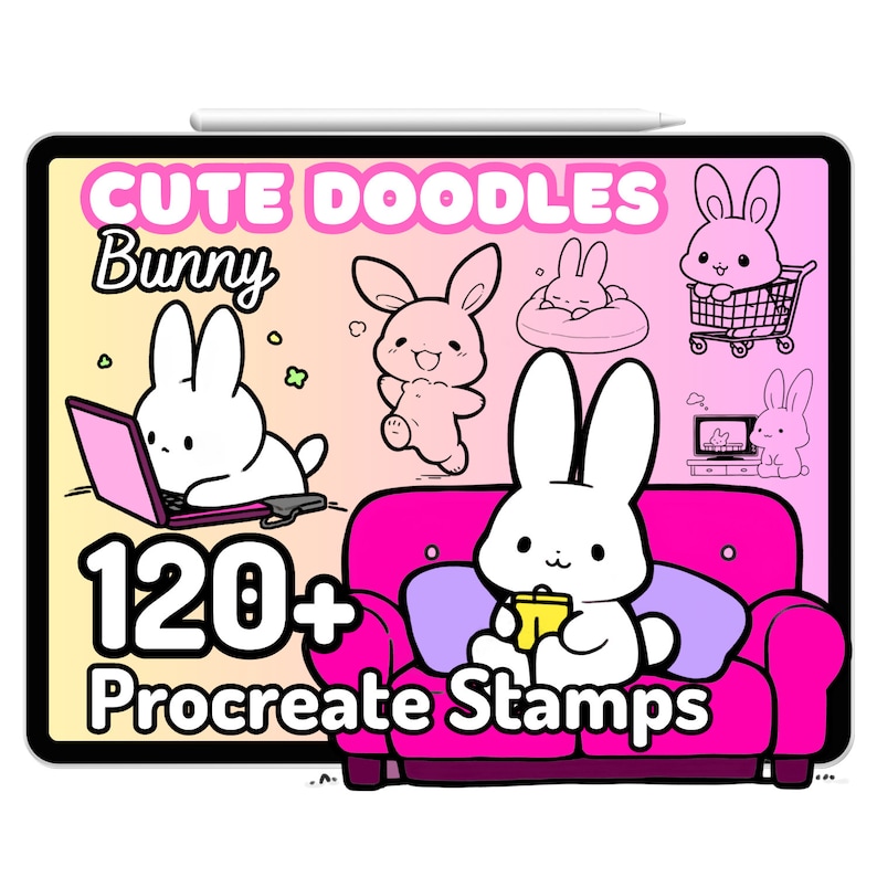 Kawaii Procreate Brushes Stamps Cute Bunny Rabbit Hare Animals - Etsy