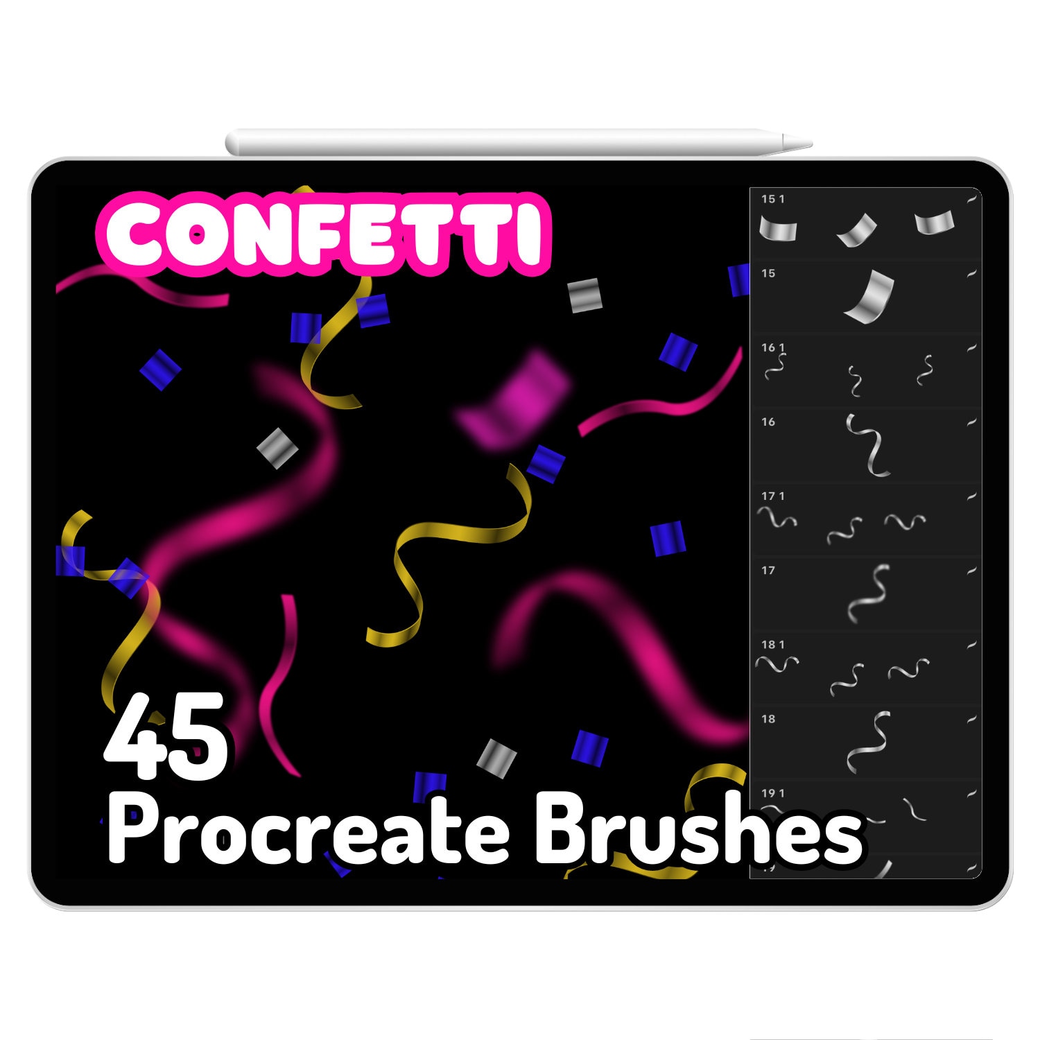 Procreate Confetti Party Streamers Stamps Partycore Sprinkles Ribbons ...