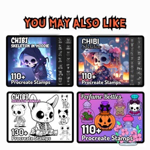 Procreate Chibi Skeleton Skull Kawaii Gothic Funny Magical Drawing ...