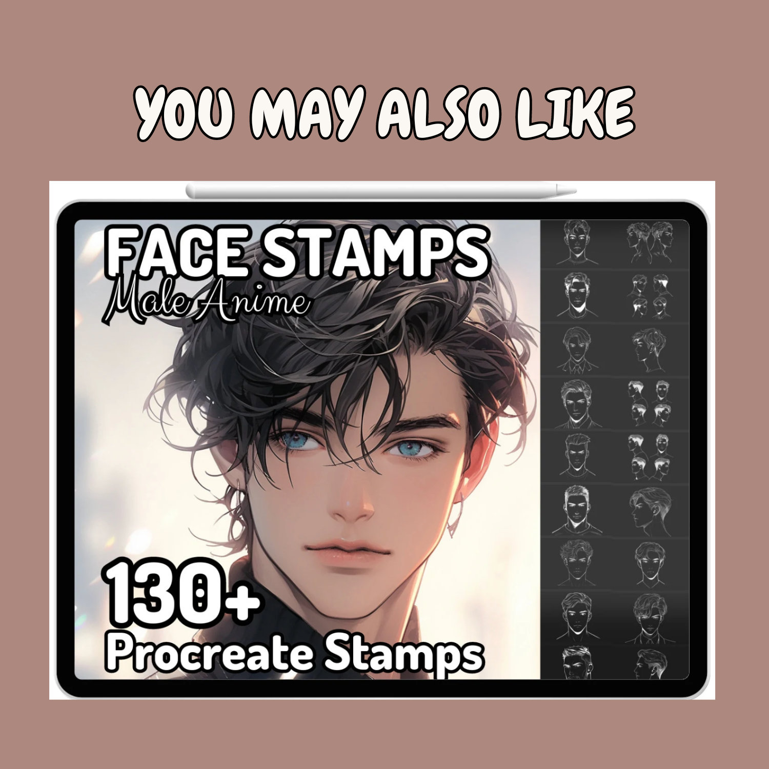 Procreate Male Head Portraits Anime Face Man Brushes Stamps Martial ...