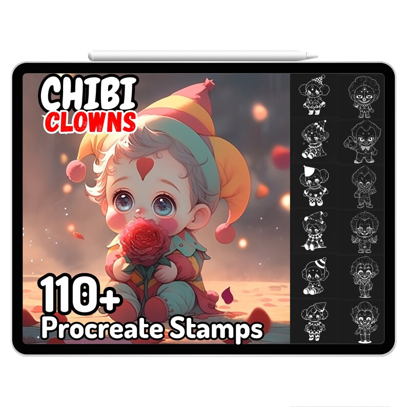 Procreate Chibi Clowns Cute Creepy Halloween Pierrot Kawaii Spooky ...