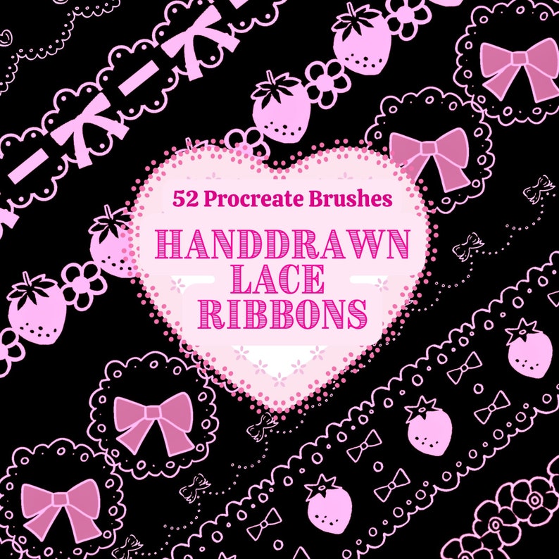 Kawaii Ribbons Borders Lace Procreate Brushes Set Bow Bujo - Etsy