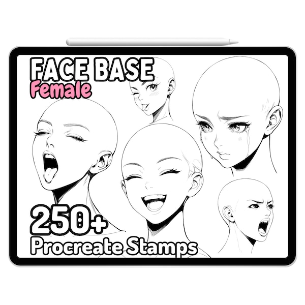 Procreate Anime Face Base Girl Woman Female Head Brushes Stamps ...