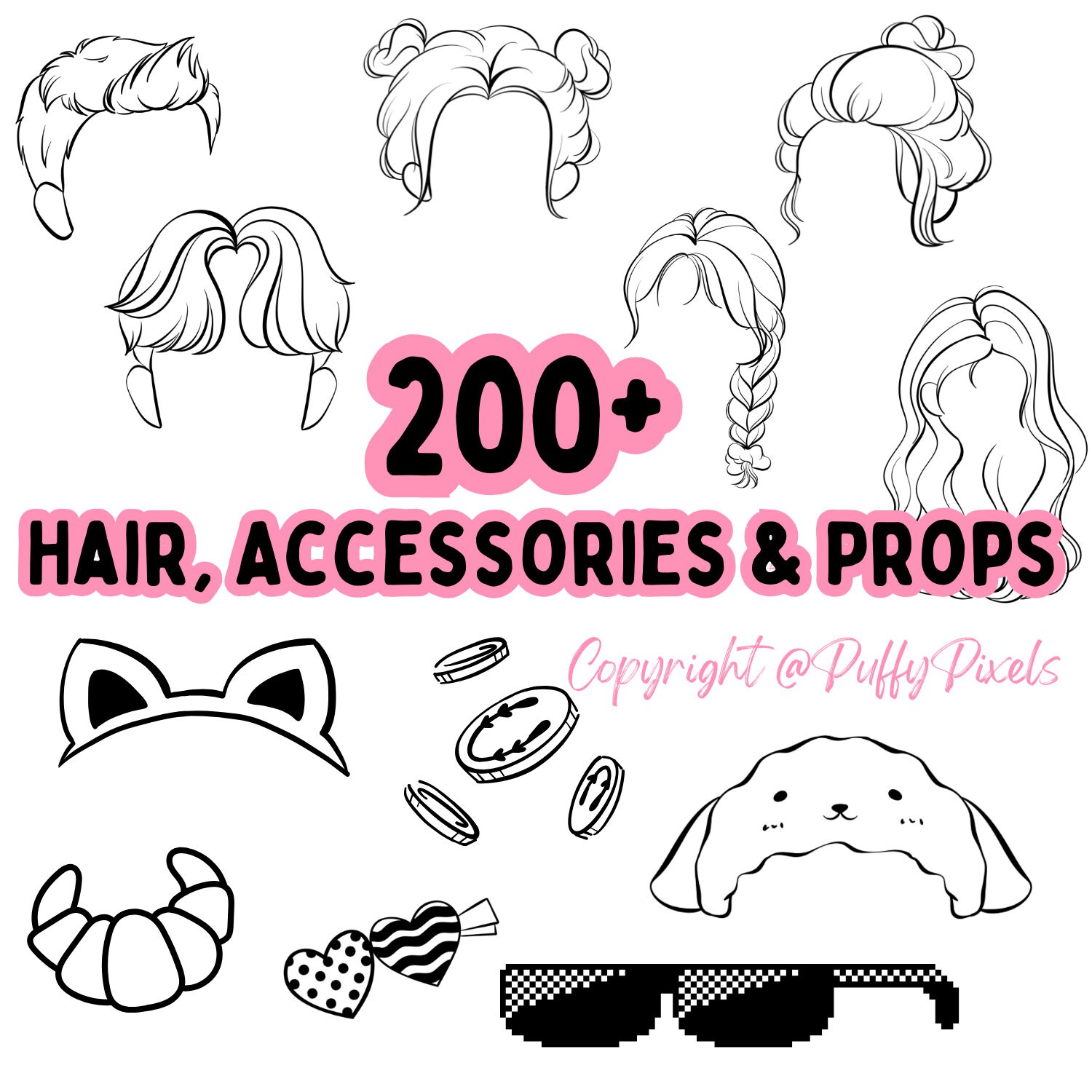 Procreate Emote Base Twitch Discord Badges Chibi Hair Words - Etsy