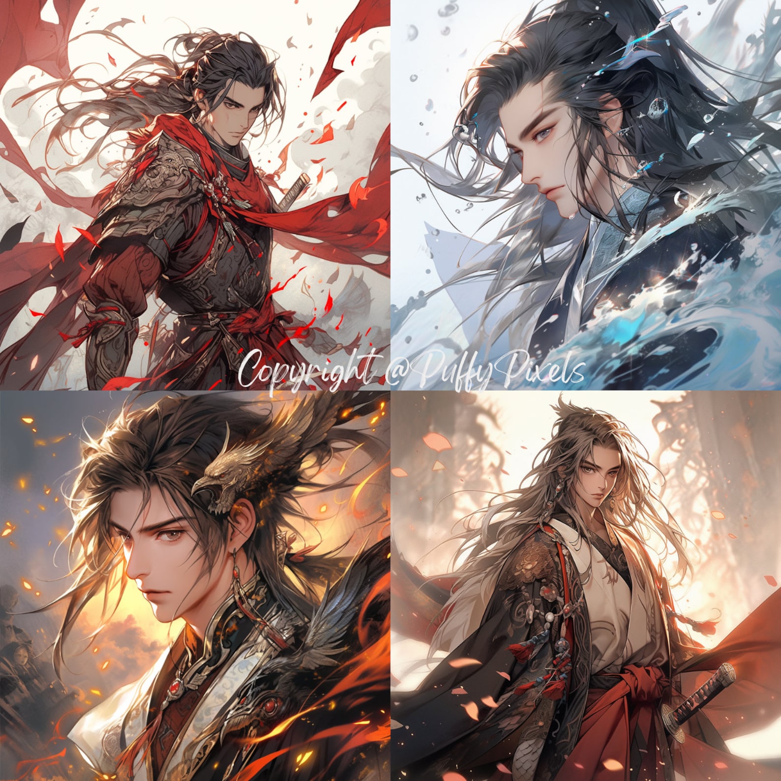Procreate Male Wuxia Portraits Anime Face Man Brushes Stamps Martial ...