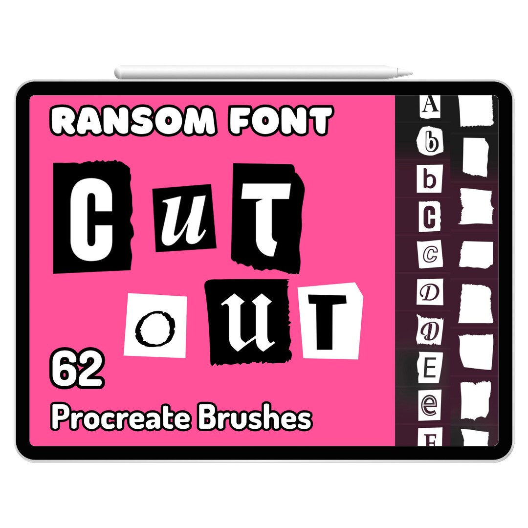 Magazine Cutout Ransom Font Y2K Stamps Procreate Brushes Graffiti 90s ...