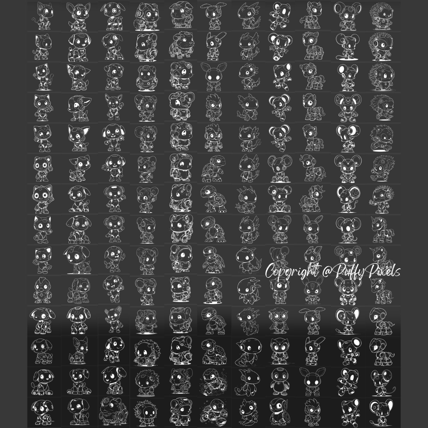 Procreate Robot Pets Animals Cybercore Kawaii Chibi Drawing - Etsy