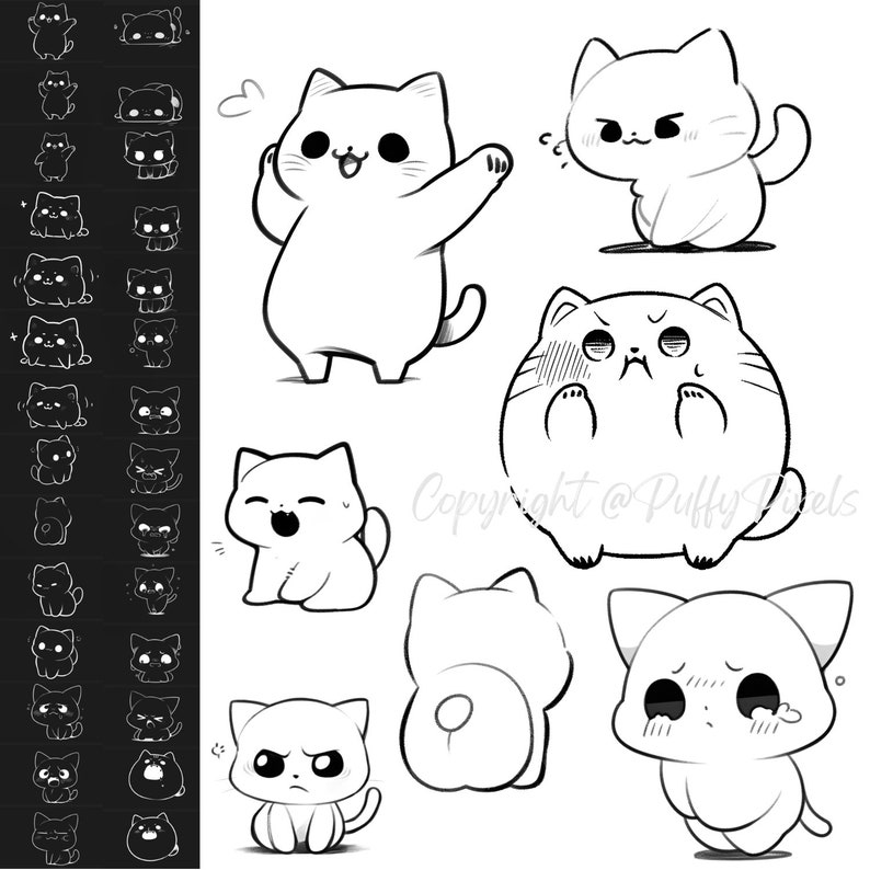 Procreate Cat Emote Base Twitch Discord Badges Cute Doodles Emoji ...
