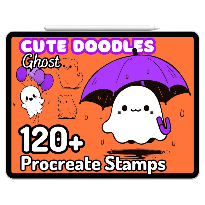 Kawaii Procreate Brushes Stamps Ghost Spooky Cute Halloween Cute Doodle ...