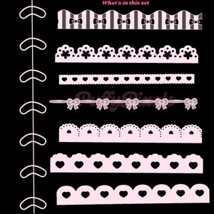 Procreate Kawaii Borders Lace Heart Link Chain Pearls Brushes Set Bow ...