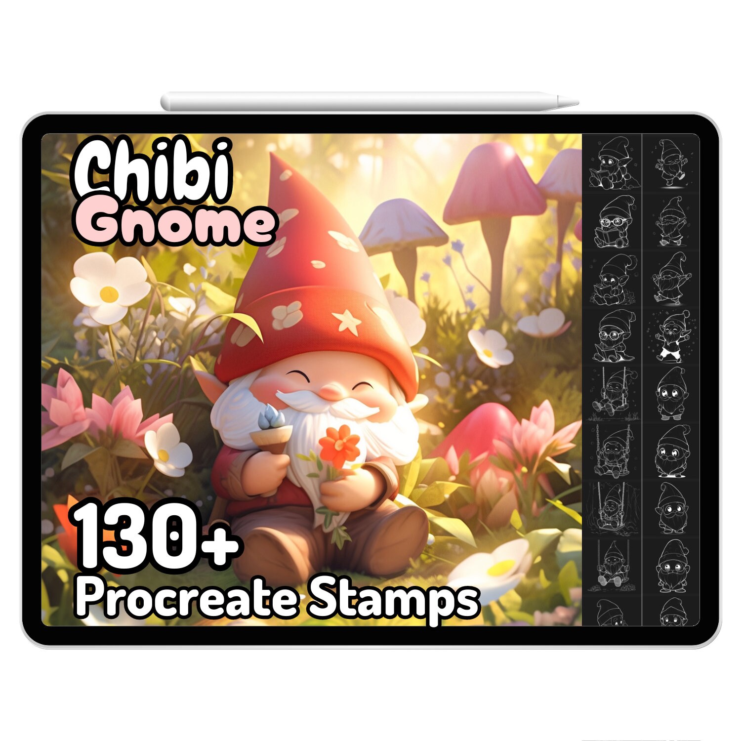 Procreate Cute Chibi Gnome Brushes Stamps Kawaii Doodle Food Sticker ...